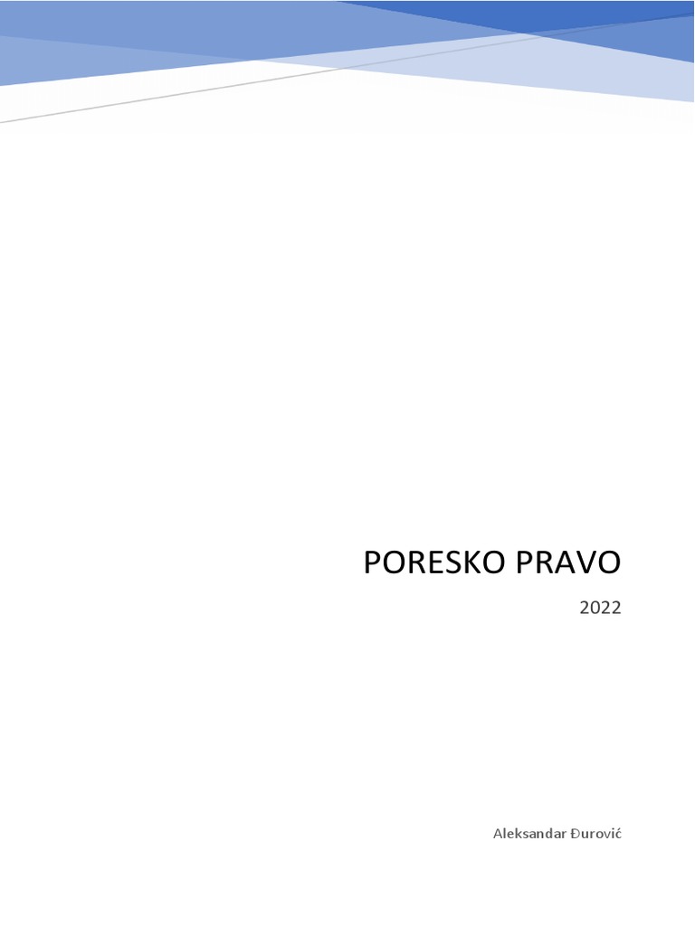 Poresko Pravo, Skripta Za Pravni (68 Pitanja) | PDF