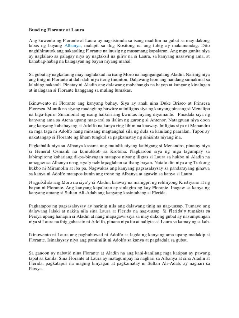 Buod NG Florante at Laura | PDF