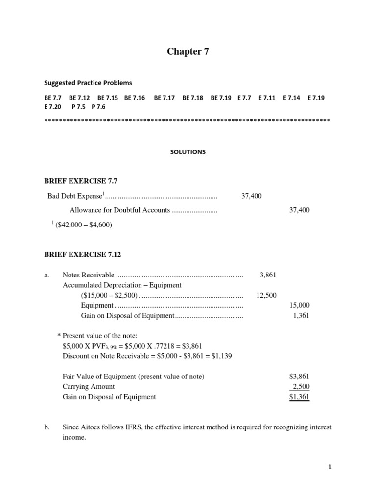 Intermediate Financial Accounting Chapter 7 Solution | PDF | Bad Debt | Revenue