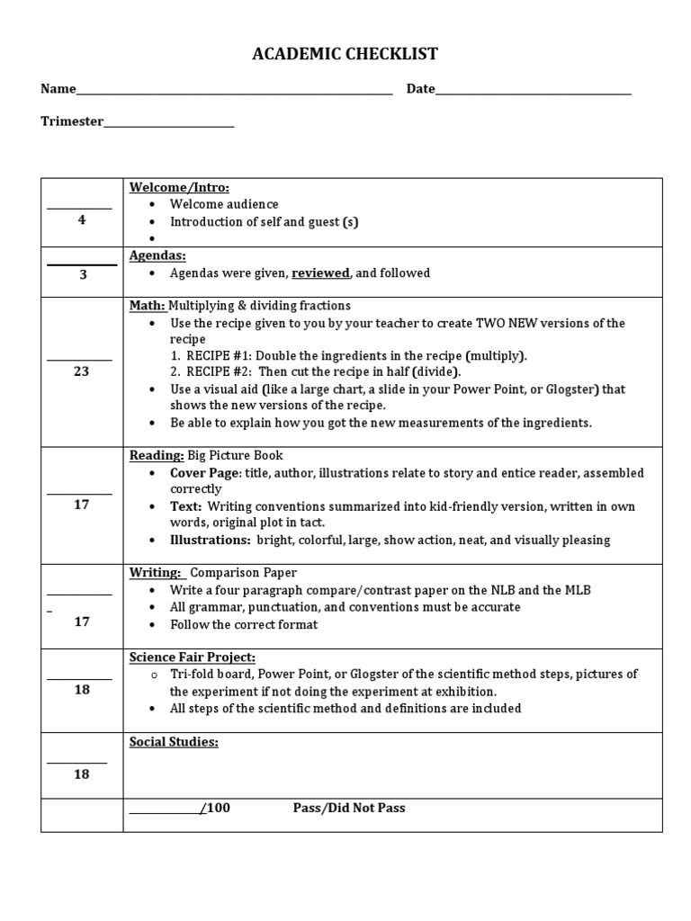 Academic Checklist | PDF | Scientific Method | Cognition