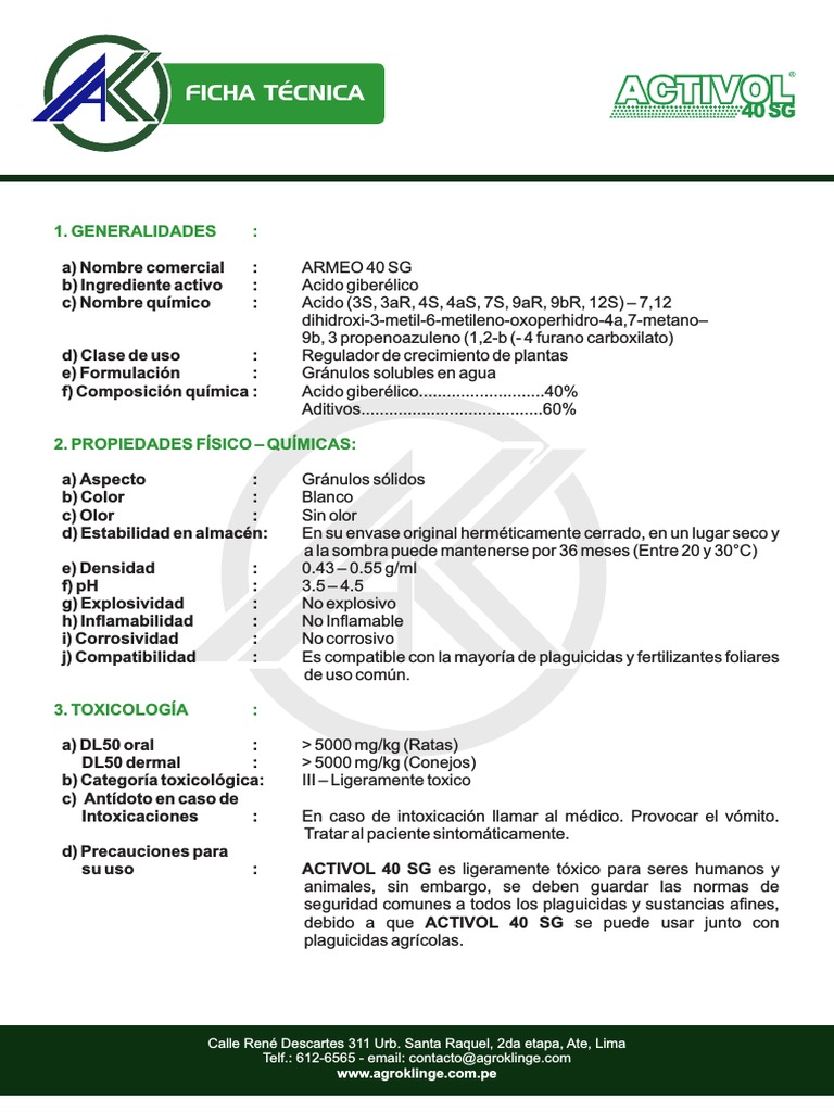 Activol 40 SG - FT | PDF