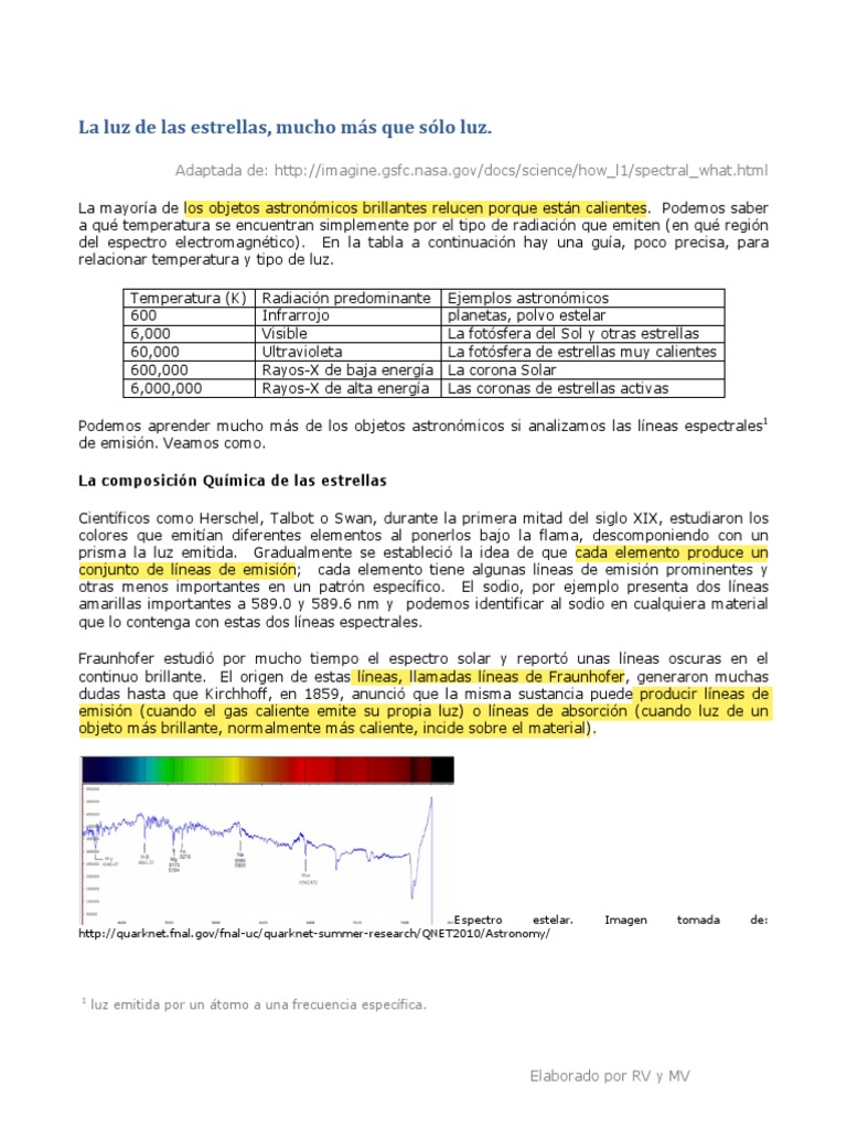 Estrellas | PDF | Estrellas | Línea espectral
