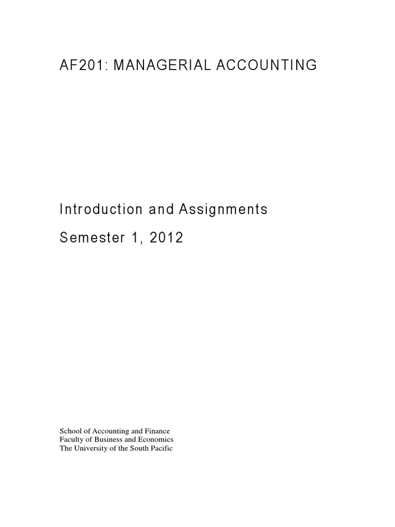 Af201: Managerial Accounting | PDF