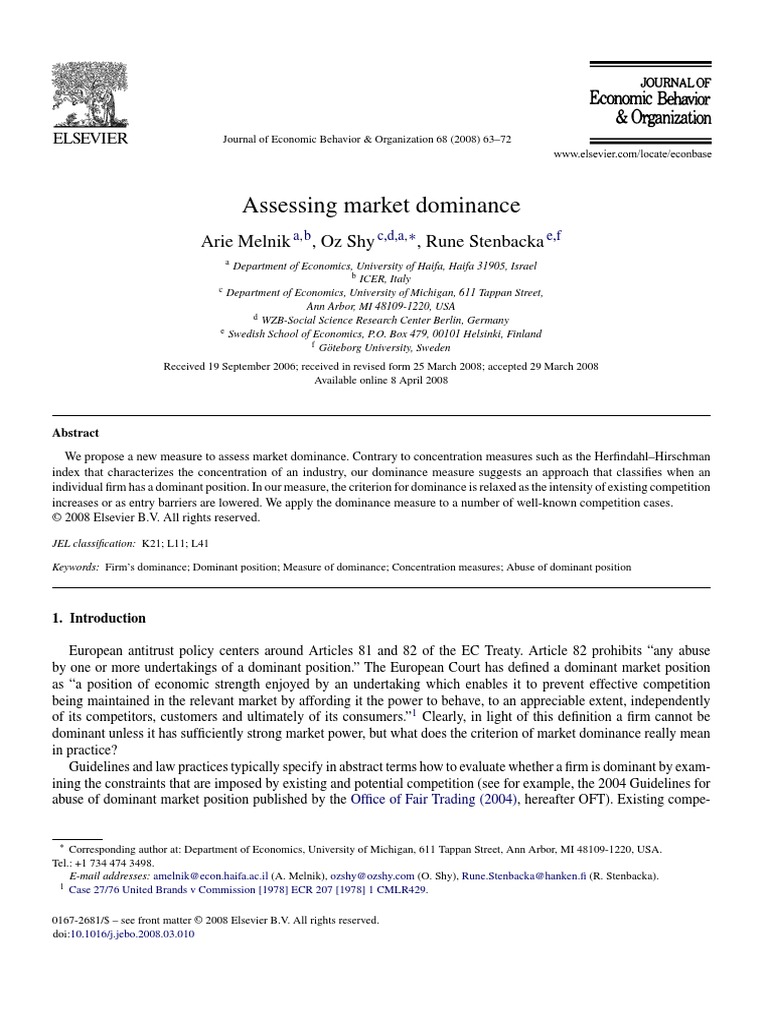 Assessing Market Dominance | PDF