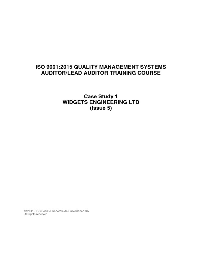 Case Study - Widgets Eng - Manufacturing 22-10-2015 | PDF | Iso 9000 ...