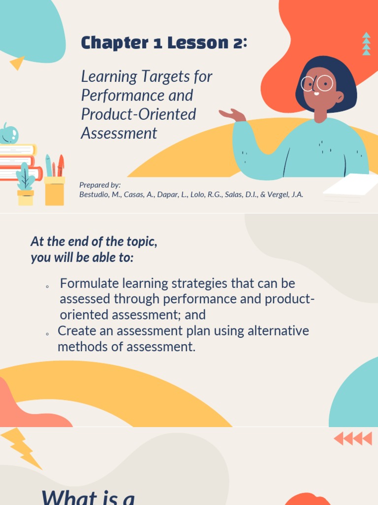 Chapter 1 Lesson 2 Learning Targets For Performance and Product ...