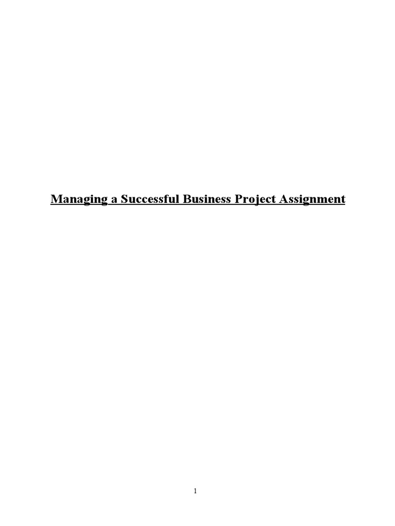 Assignment Managing A Successful Business Project Assignment | PDF ...