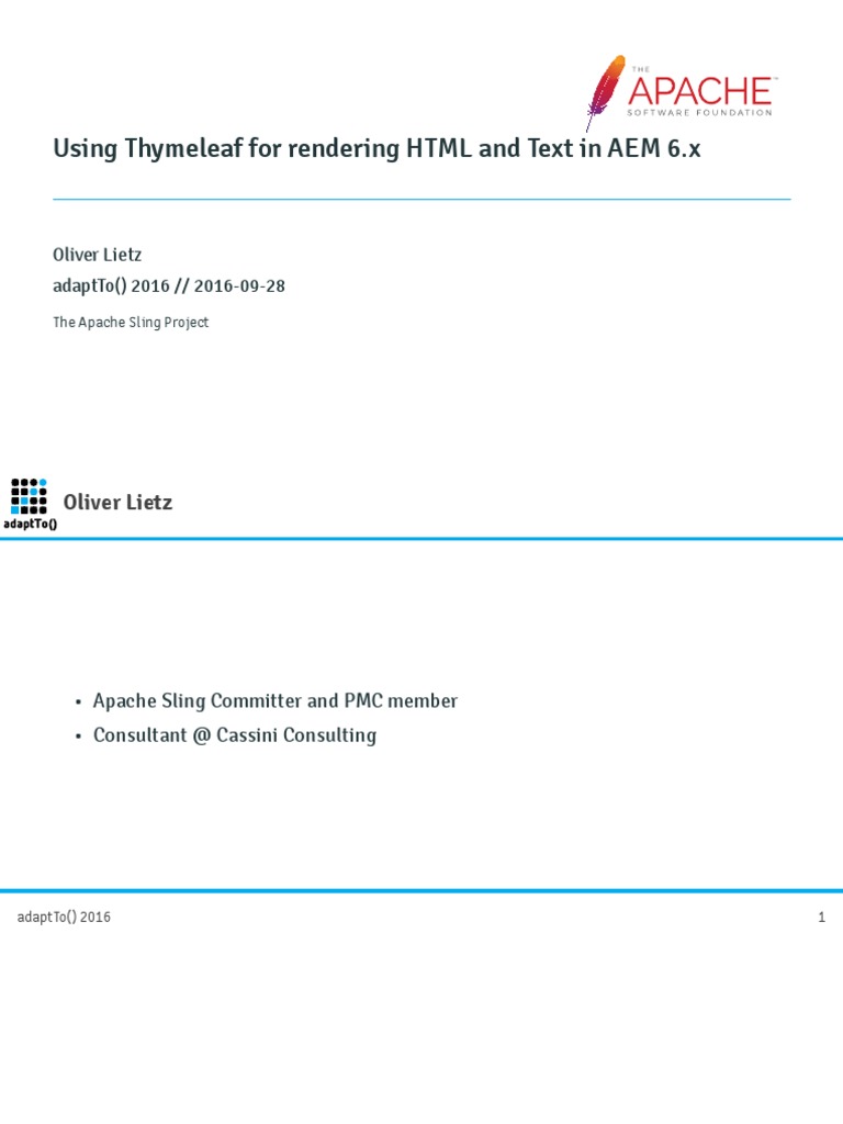 Using Thymeleaf For Rendering HTML and Text in AEM 6.x | PDF