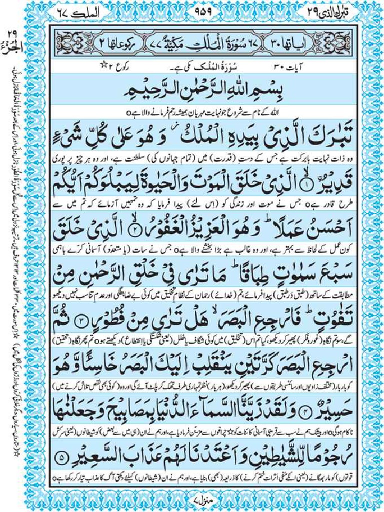 Quran Juz 29 Urdu Translation | PDF