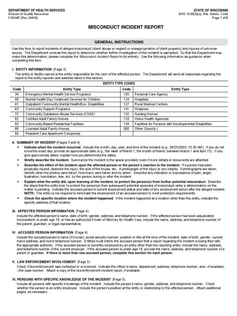 Employee Misconduct Report Form | PDF