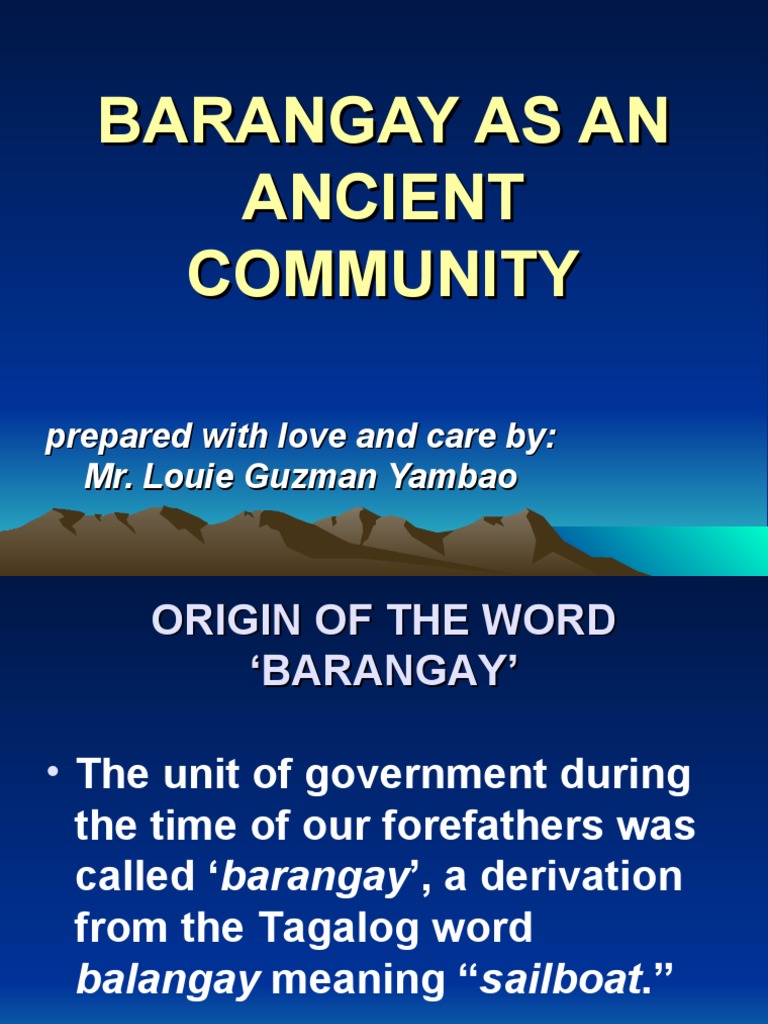 Barangay As An Ancient Community | PDF | Philippines