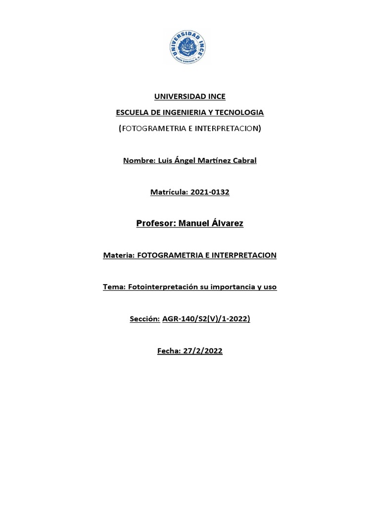 Fotogrametria e Interpretacion | PDF