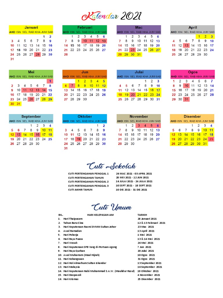 Kalendar 2021 New | PDF | Travel