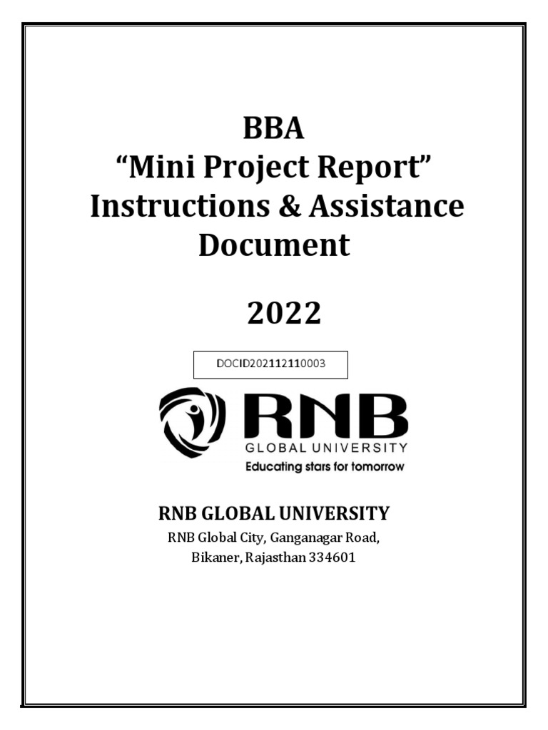 BBA VI - Mini Project Report-Guidelines 2022 | PDF