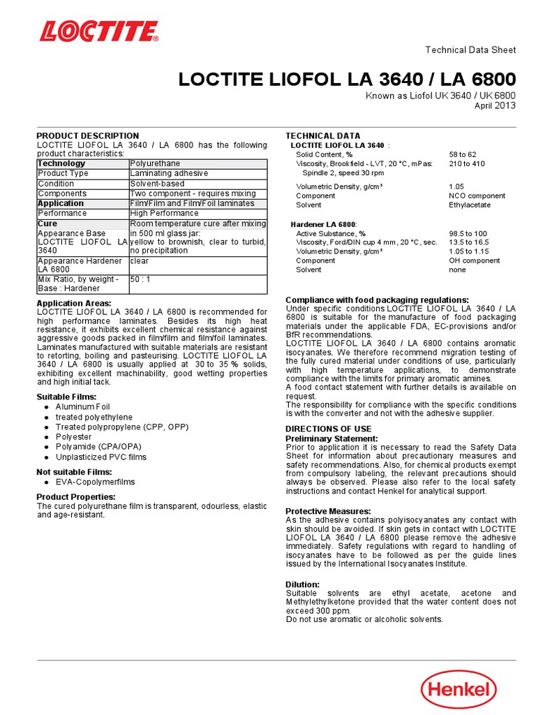 Loctite Liofol La3640 La6800-En | PDF