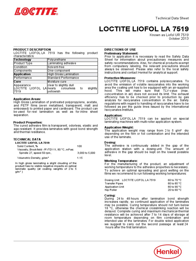 Loctite Liofol La 7519-En | PDF