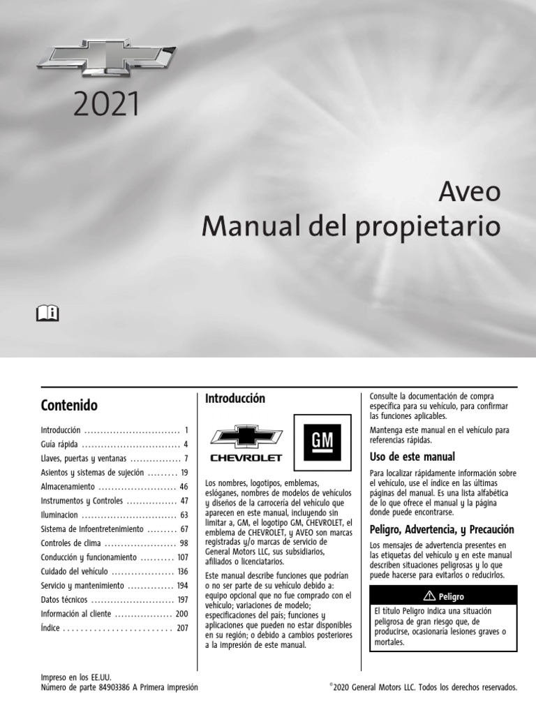 Manual de Propietario Aveo | PDF