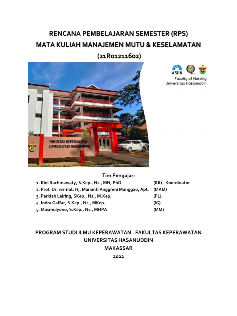 RPS Manajemen Mutu Dan Keselamatan 2022 - FINAL | PDF | Pengembangan Diri | Sains & Matematika