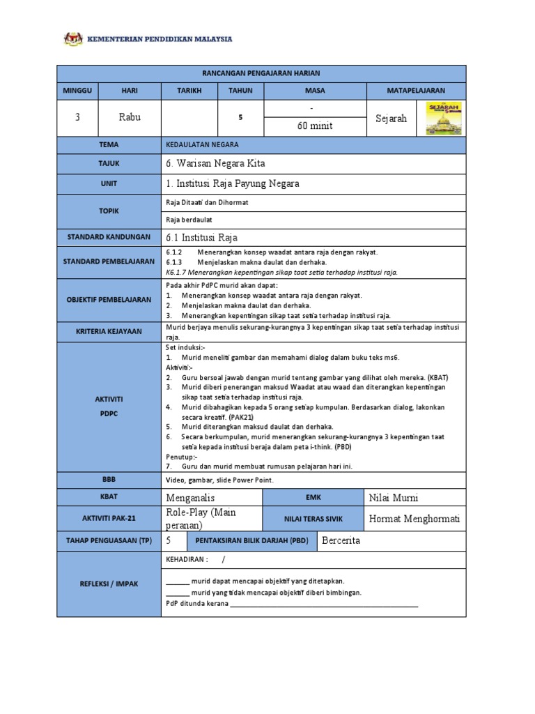 RPH3 Sejarah T5 | PDF