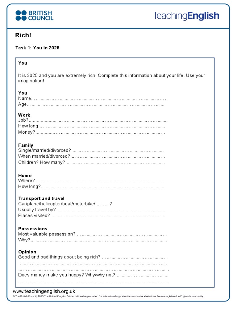 Rich! Worksheet | PDF