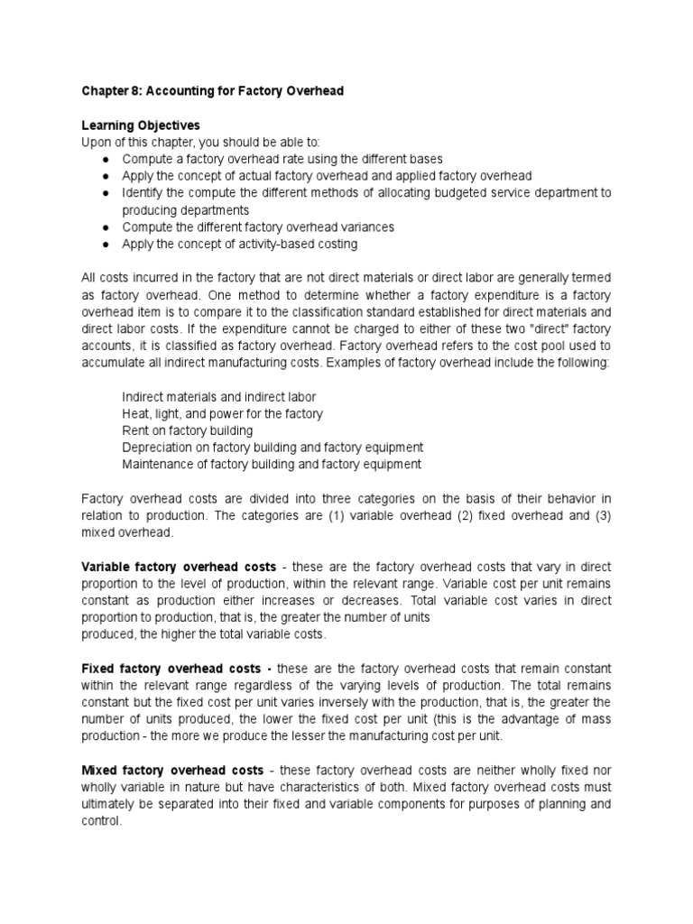 Chapter 5 - Accounting For Factory Overhead - Final | PDF