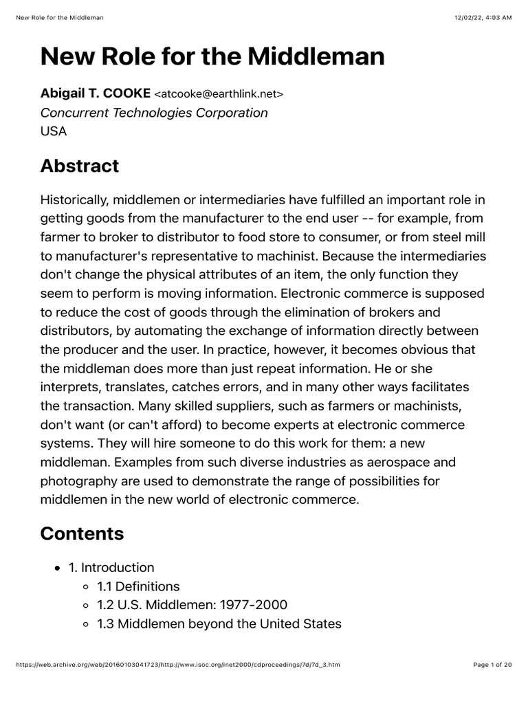 New Role For The Middleman | PDF