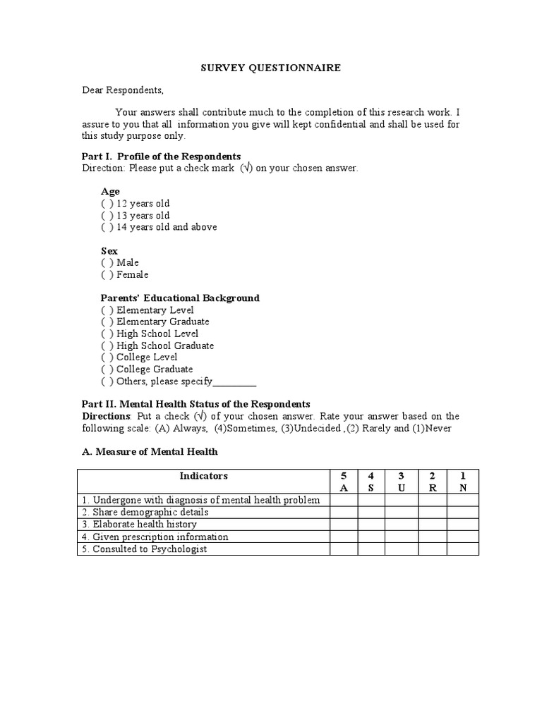Sample Questionnaire | PDF
