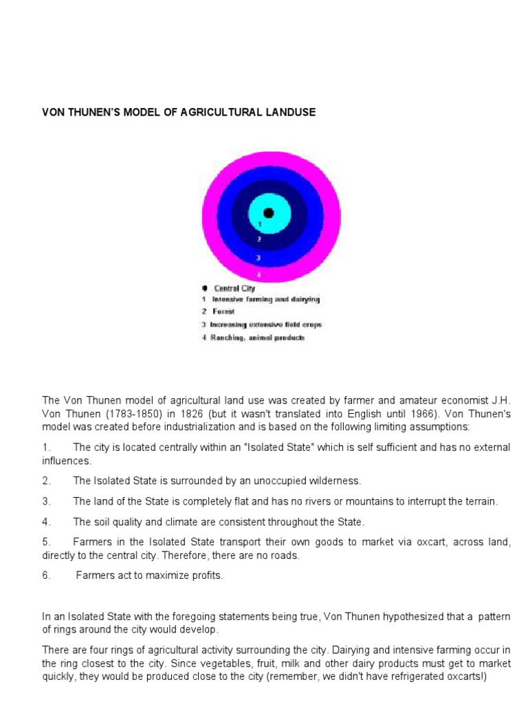 Von Thunen's Agricultural Land Use Model | PDF | Agriculture | Crop ...