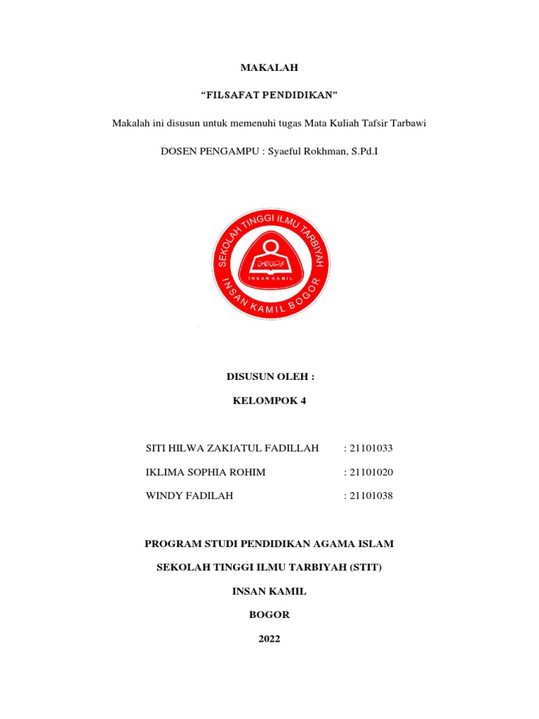 Makalah Tafsir Filsafat Pendidikan | PDF