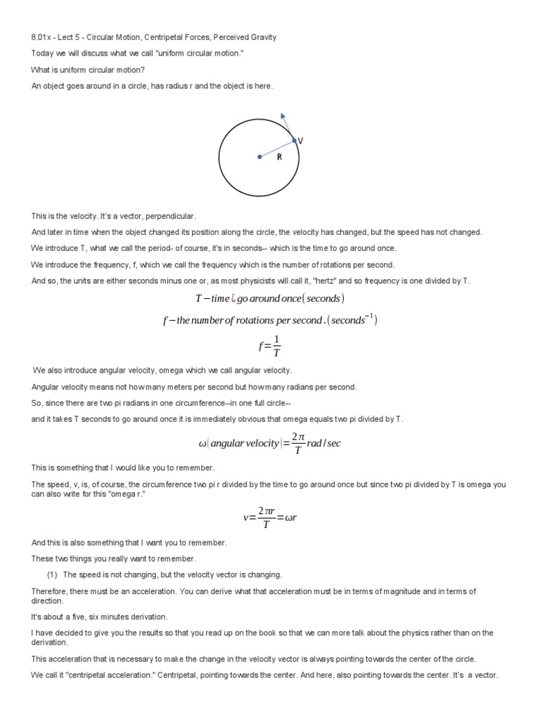 Walter Lewin Notes 5 | PDF | Acceleration | Velocity
