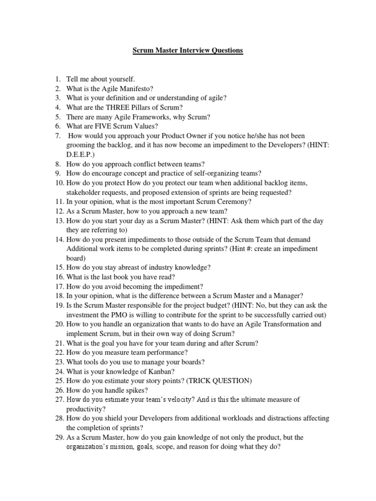 Scrum Master Interview Questions | PDF