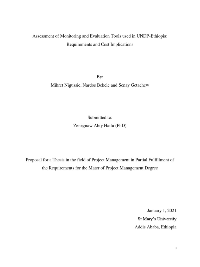 Assessment Of Monitoring And Evaluation Tools Used In Undp Ethiopia