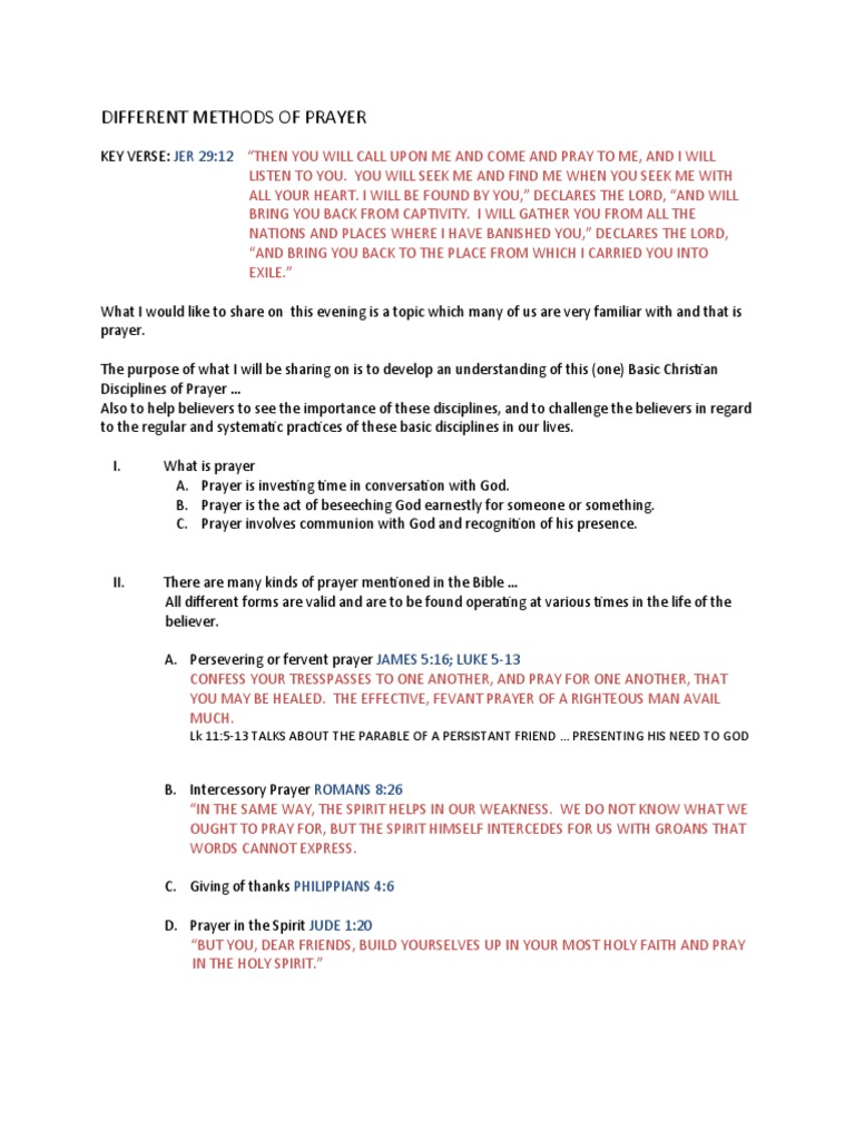 Different Methods of Prayer | PDF | Prayer | Eucharist