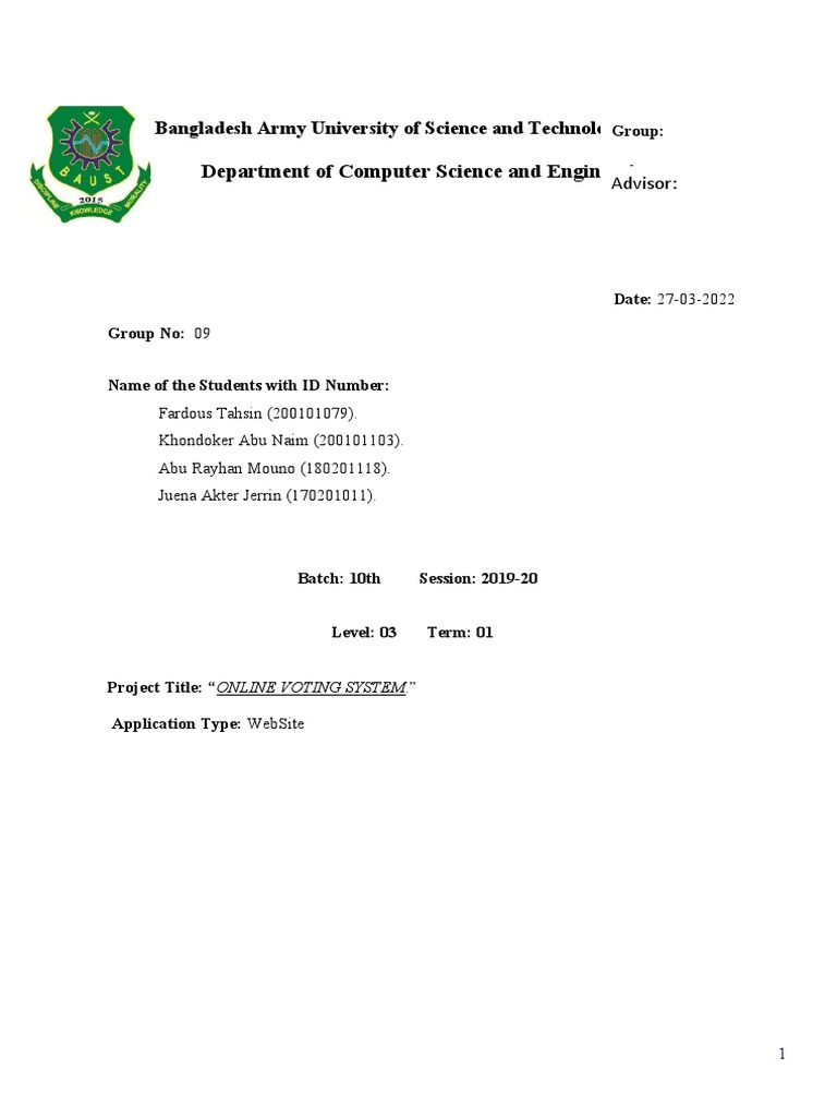 Online Voting System Project Proposal Report | PDF