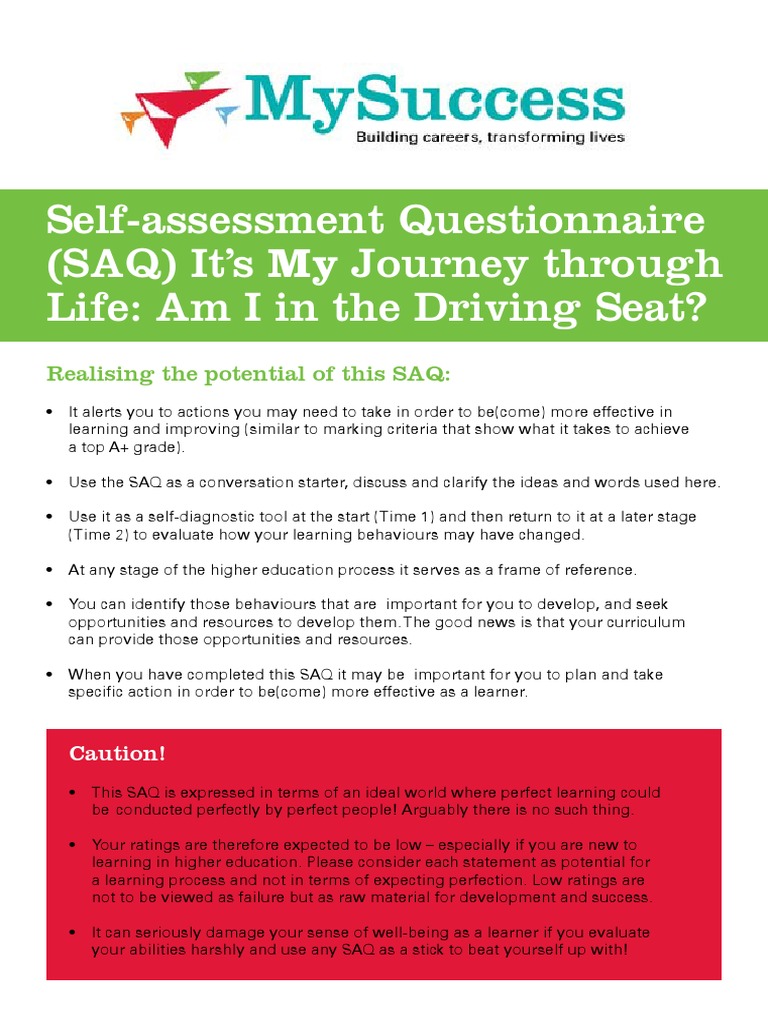 DownloadSelf AssessmentQuestionnaire (SAQ) | PDF | Employment | Experience