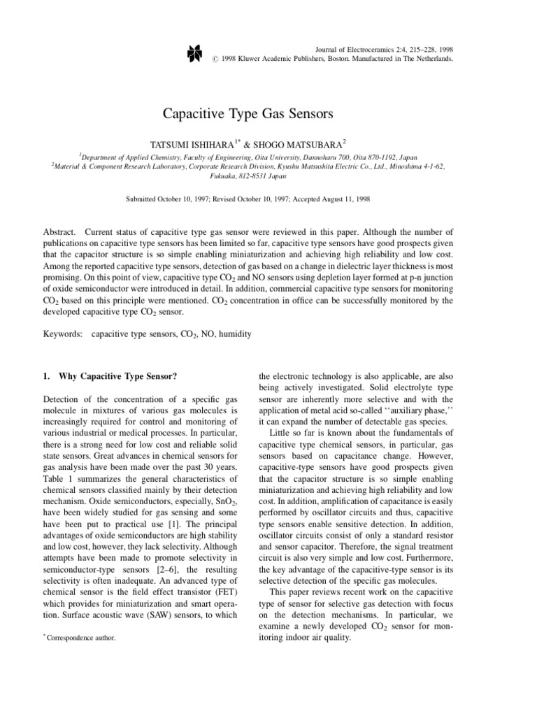 Capacitive Type Gas Sensors | PDF | Capacitor | Mosfet