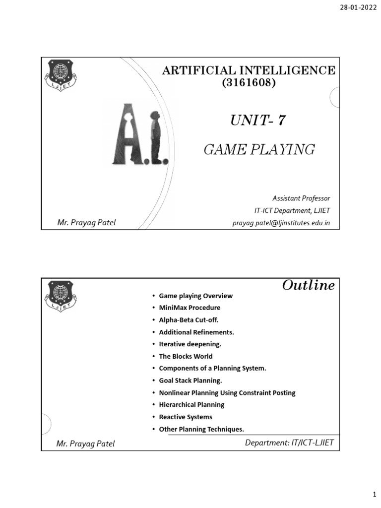 AI PMP Unit-7 All Game Playing | PDF