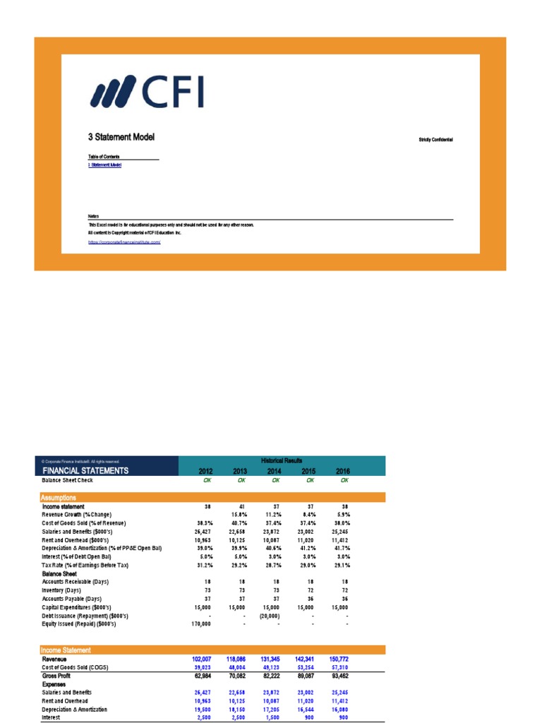 Lecture - 5 - CFI-3-statement-model-complete | PDF | Expense | Equity ...