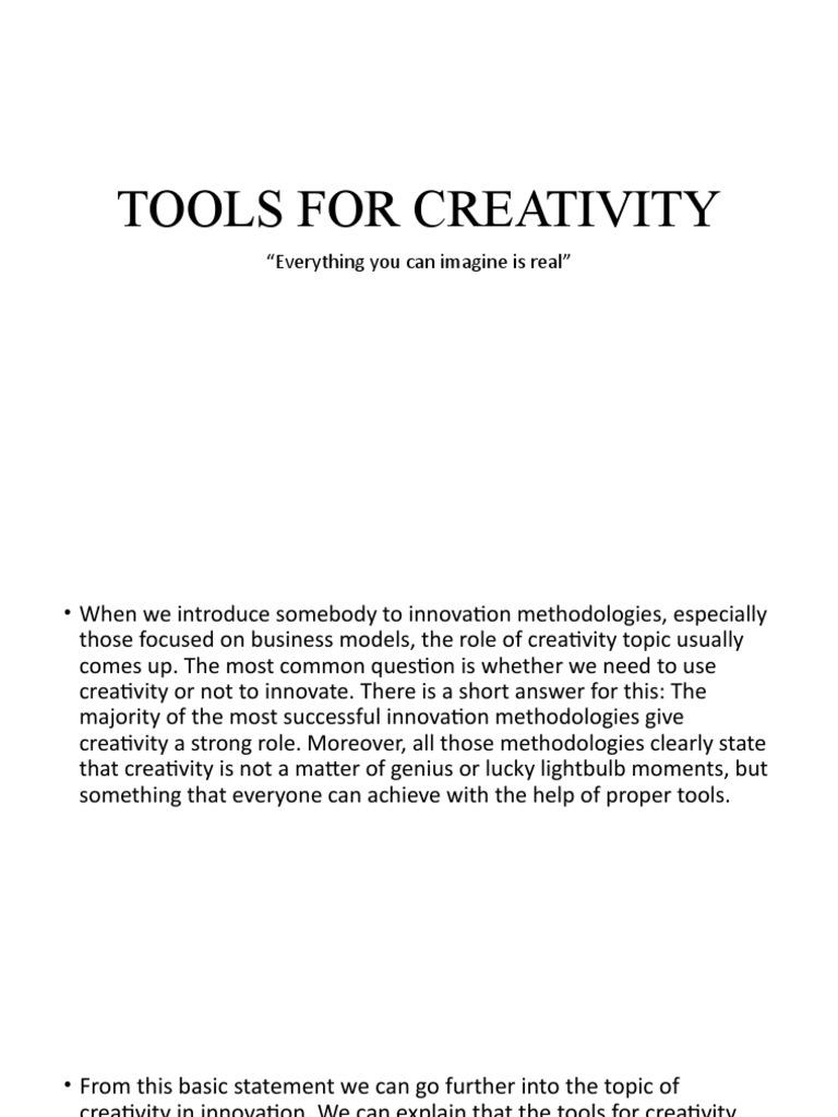 Tools For Creativity: "Everything You Can Imagine Is Real" | PDF ...