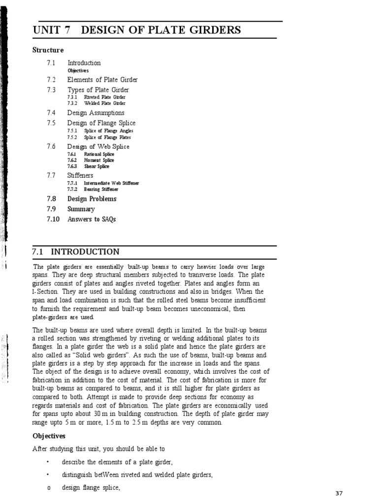 Design Principles of Plate Girders | PDF | Bending | Buckling