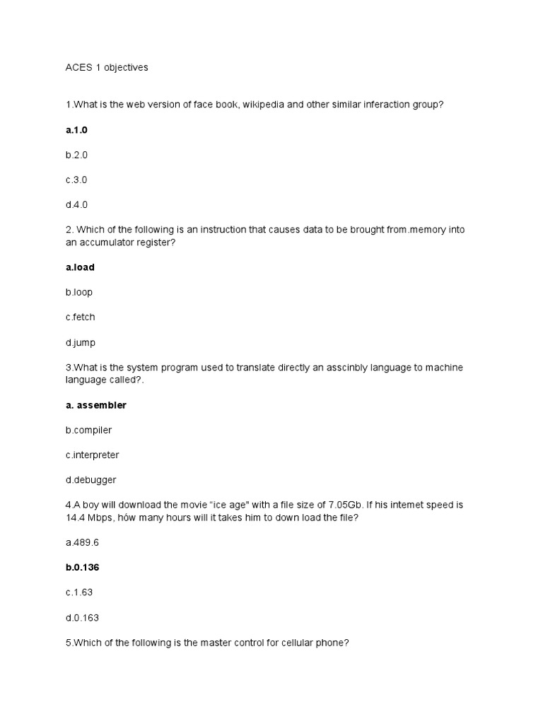 Aces Objectives ESAS and EE | PDF