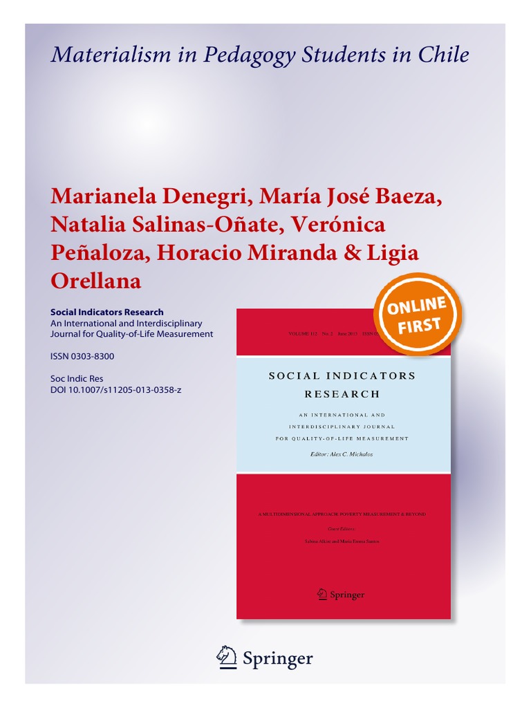 2013 - Materialism in Pedagogy Students in Chile | PDF