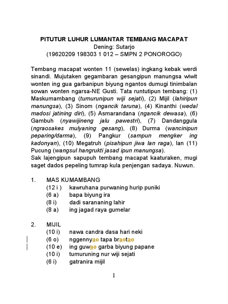 Antologi Geguritan, Grebeg Suro | PDF