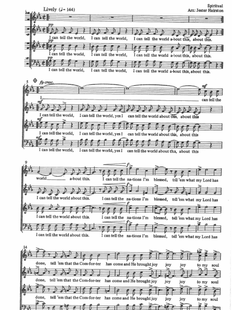 I Can Tell The World - Jester Hairston | PDF