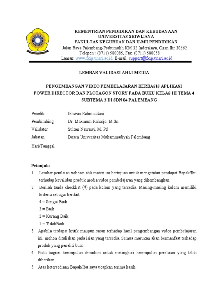 Lembar Validasi Ahli Media | PDF