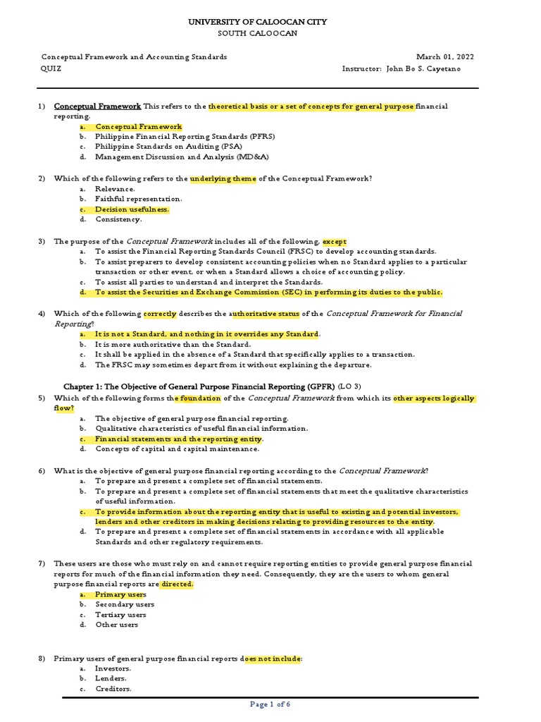 Cfas - Quiz | PDF | Financial Statement | Fair Value