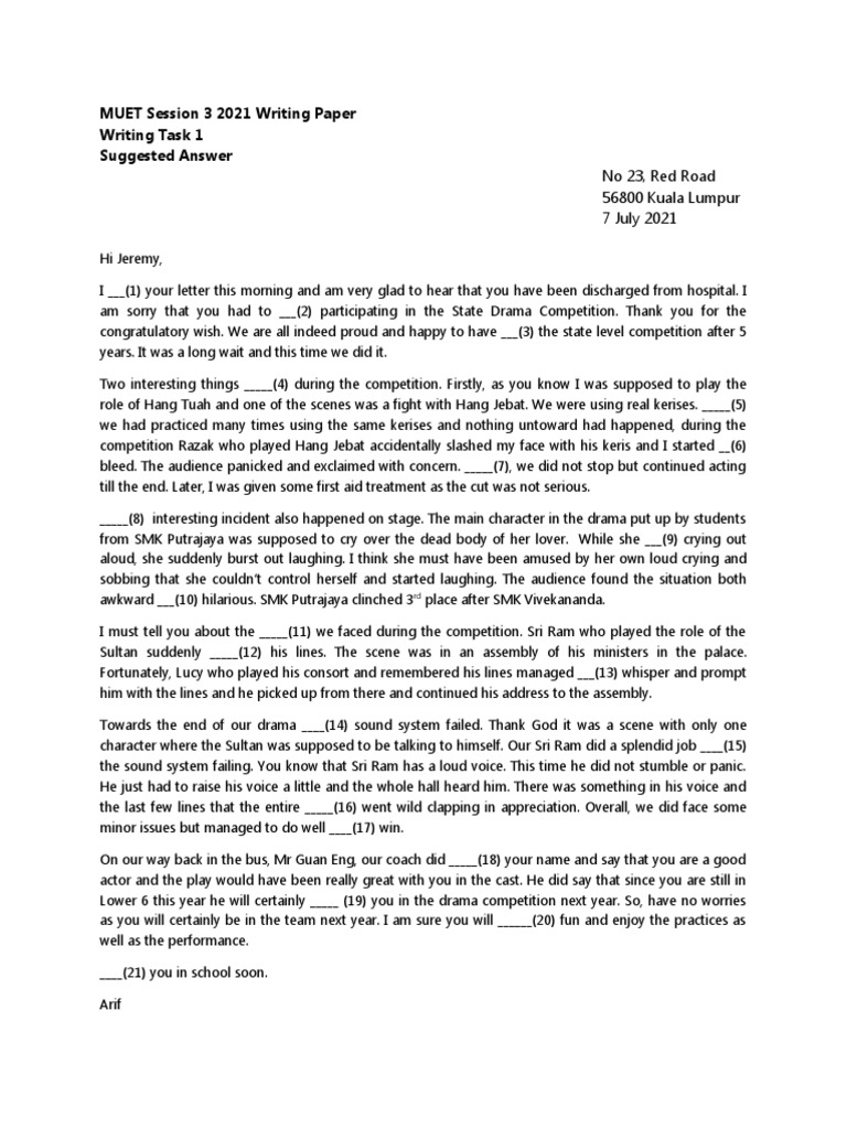 MUET Session 3 2021 Writing Paper | PDF