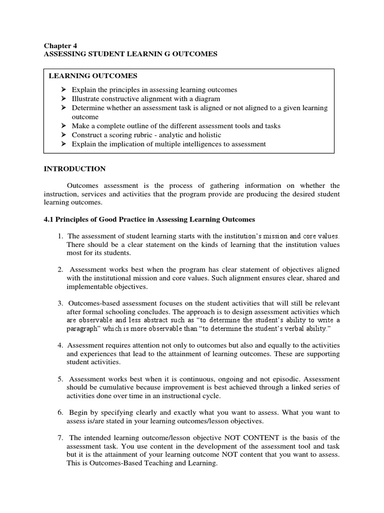 Assessing Student Learning Outcomes | PDF | Educational Assessment | Rubric (Academic)