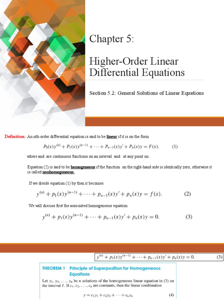 Higher-Order Linear Differential Equations | PDF