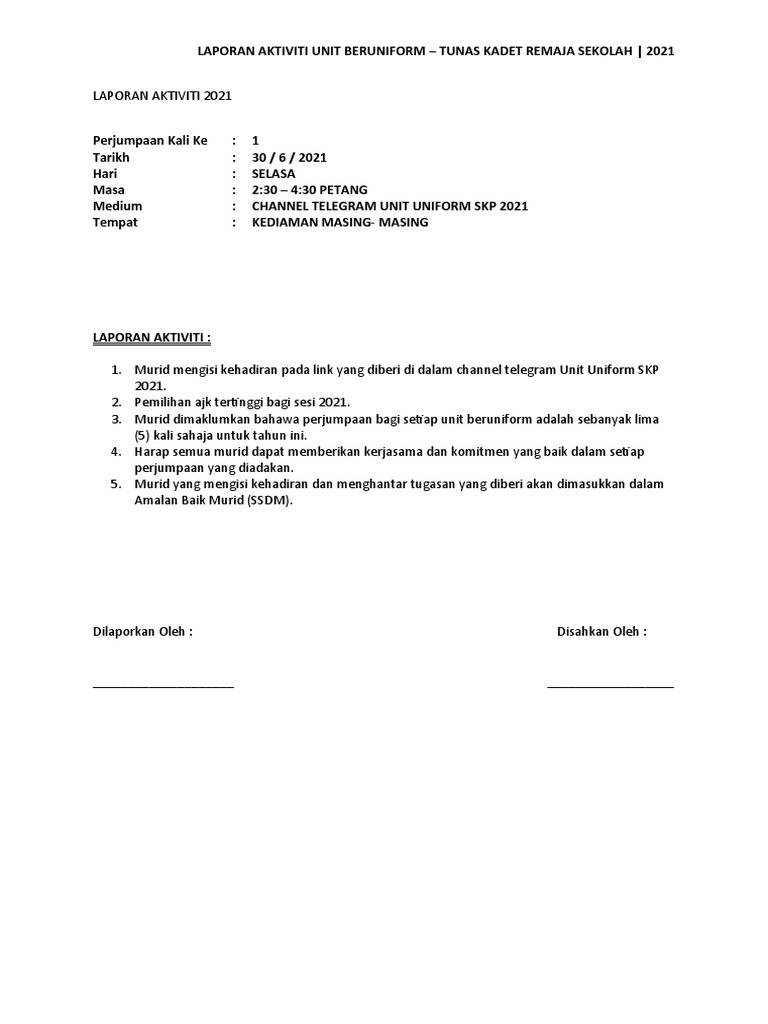 Laporan Aktiviti TKRS 2021 | PDF